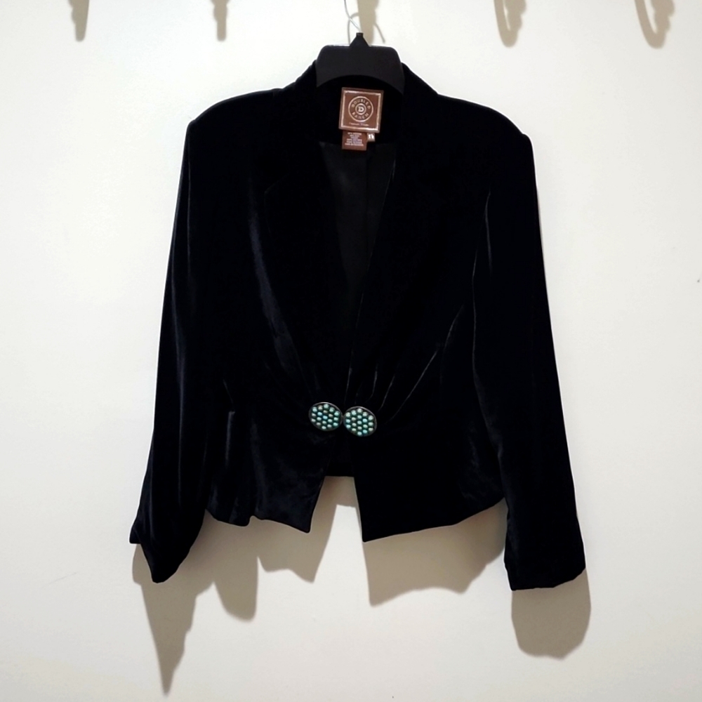 Double D Ranch Velvet Blazer With Genuine Turquoise C… - Gem